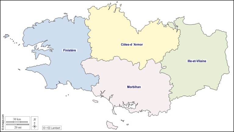 Map of Brittany - Interactive map and pdf maps download